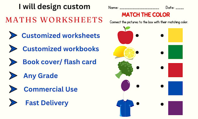 Design custom maths worksheets for kids by Sumerazaheer | Fiverr