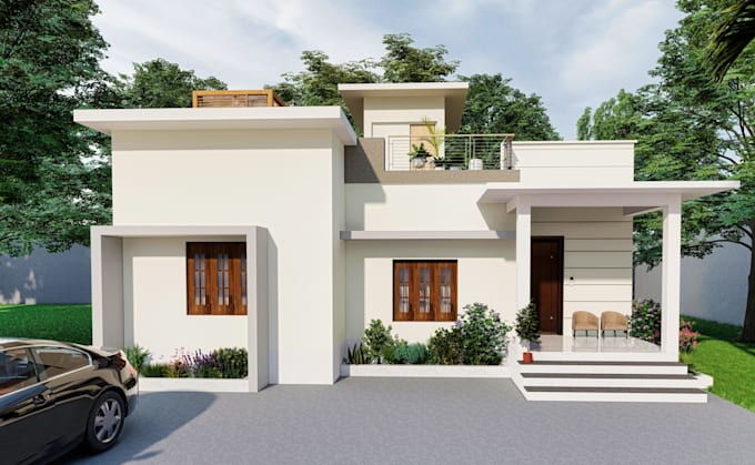 Design house exterior model, 3d rendering, walkthrough by Shreyankmk | Fiverr