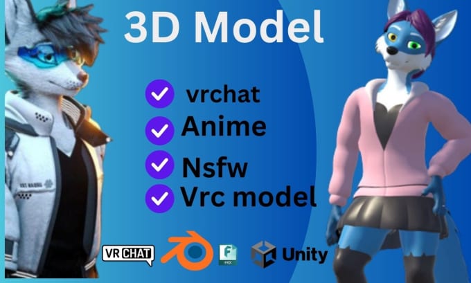 Design 3d Model Of Vrchat Furry Nsfw Vrc Avatar Anime Model In Blend Unity By Masonm18 Fiverr