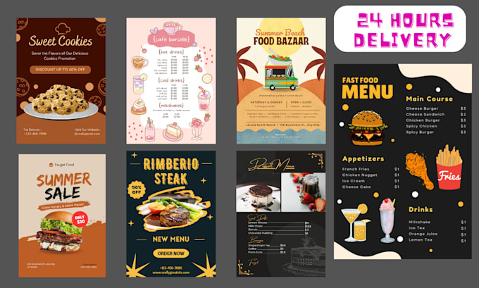 Design menu card, food menu, food flyer, food poster, price list ...