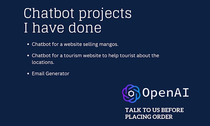 Create ai chatbot for website using openai api by Sayalafridai | Fiverr