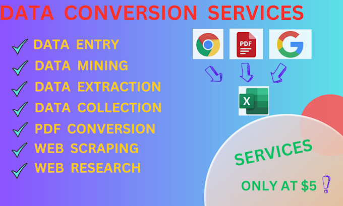 Do data conversion and perfect data excel data entry by Rishavexcel123 ...