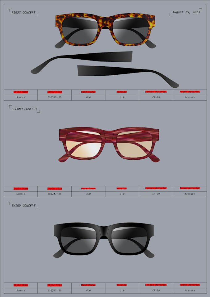Create sunglasses blueprints ready for manufacturing by Symeon_grivas ...