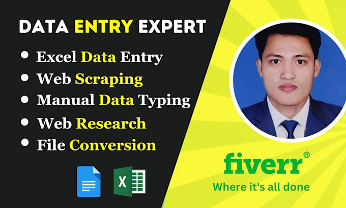 Do data entry, data mining, web research, typing, convert data, by Pisanumarma | Fiverr