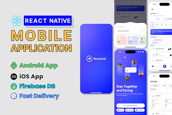 Build custom react native android and ios mobile app with firebase by ...