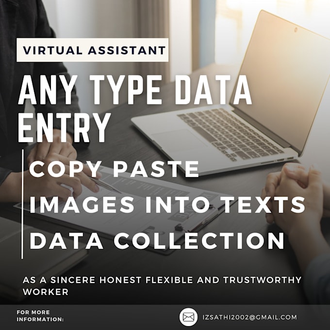 Be your honest virtual assistant for copy paste data entry images into ...