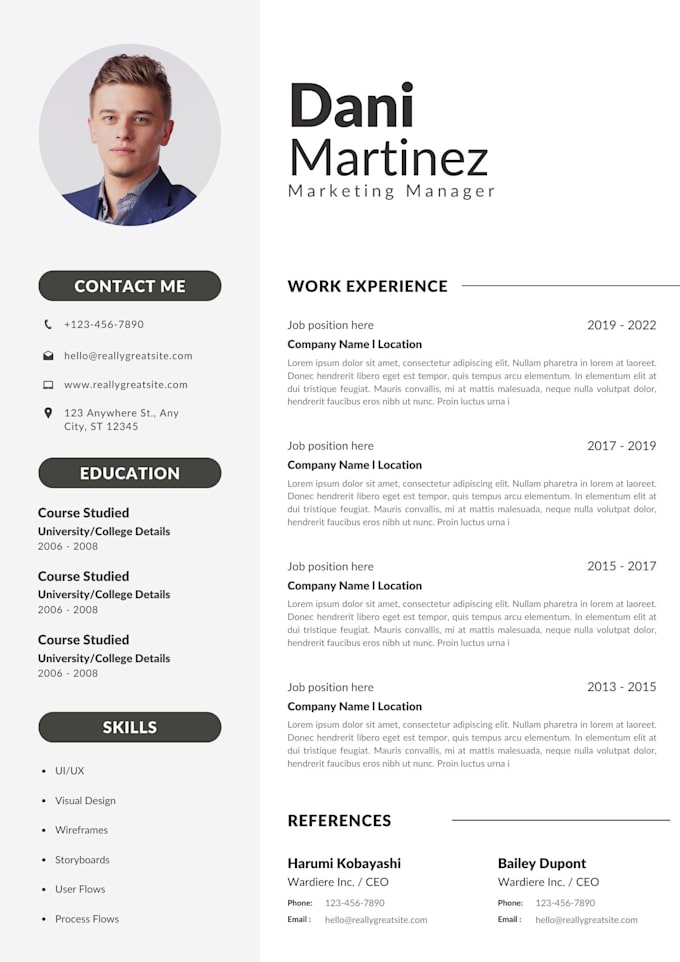 Design a cv and resume for your job application by Umar_786786 | Fiverr