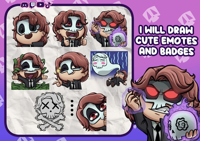 Create cheap cute twitch emotes and sub badges by Ricomic | Fiverr