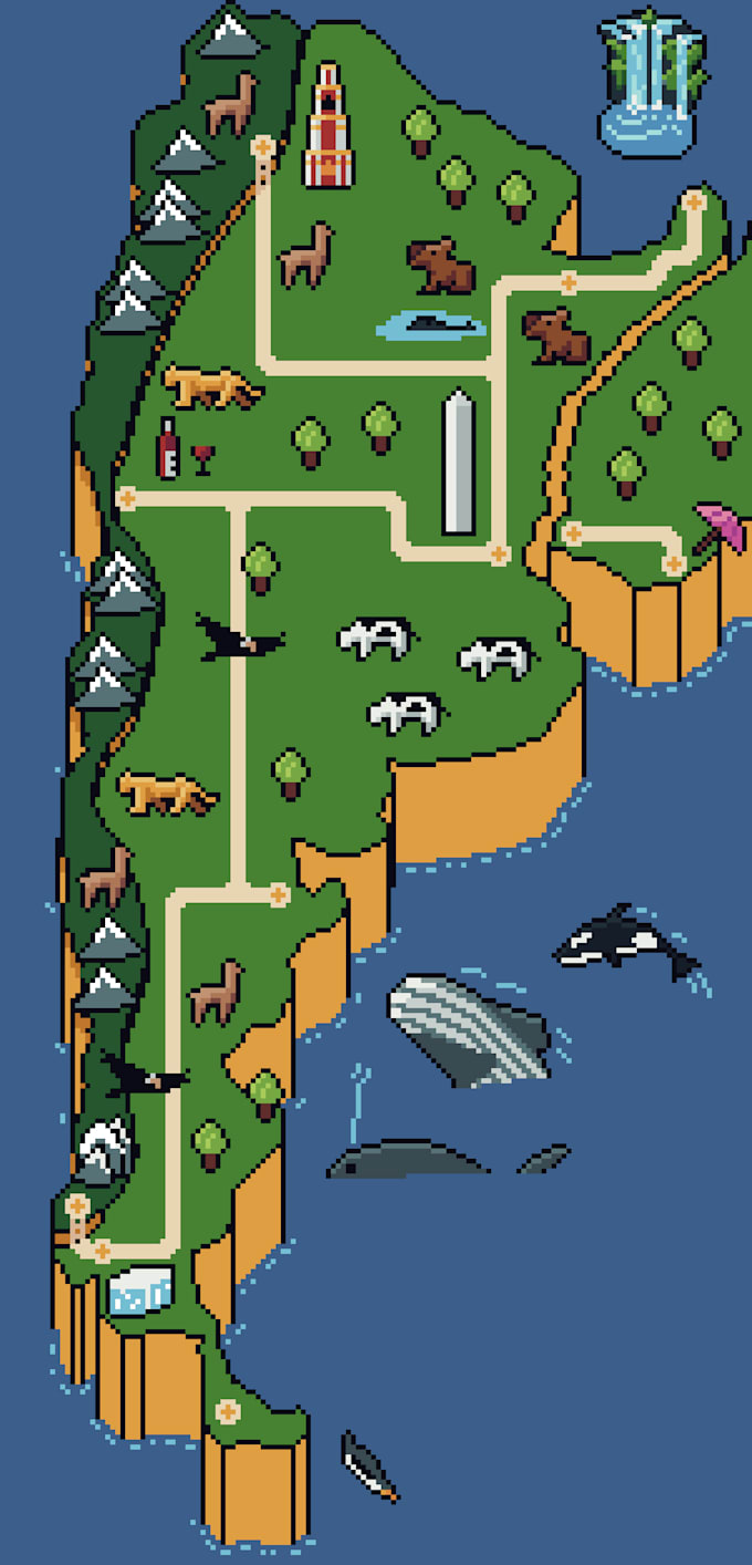 Draw a mario style map in pixel art by Lacroixvincent | Fiverr