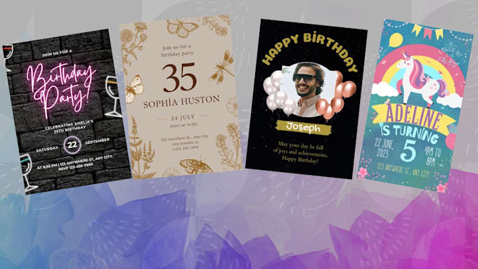 Design gift card and birthday invitation by Zynpdrn | Fiverr