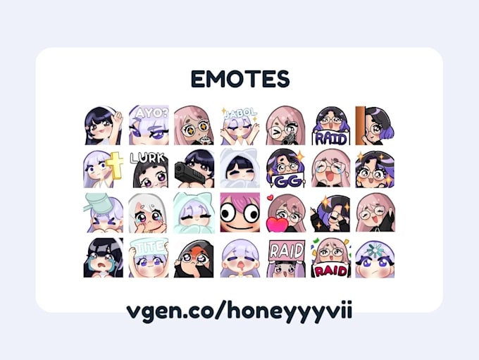 Do your cute custom chibi twitch emotes for you by Ynavillalon | Fiverr