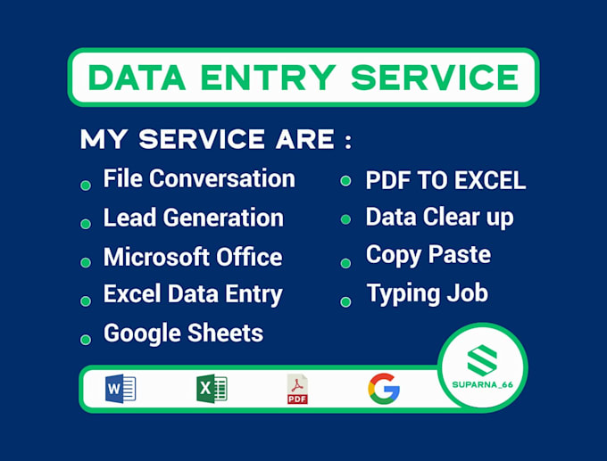 Do data entry, copy paste, google sheet, typing and excel by Suparna66 | Fiverr