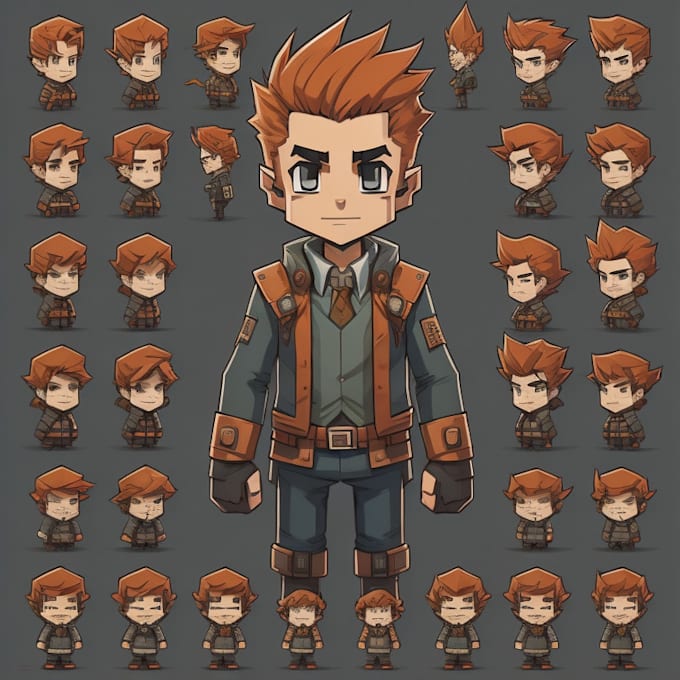Create sprite sheet, 2d character, 2d pixel game art asset, pixel art ...