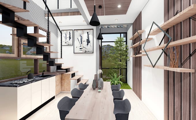 3d modeling, drawing plan and rendering with realistic type by ...