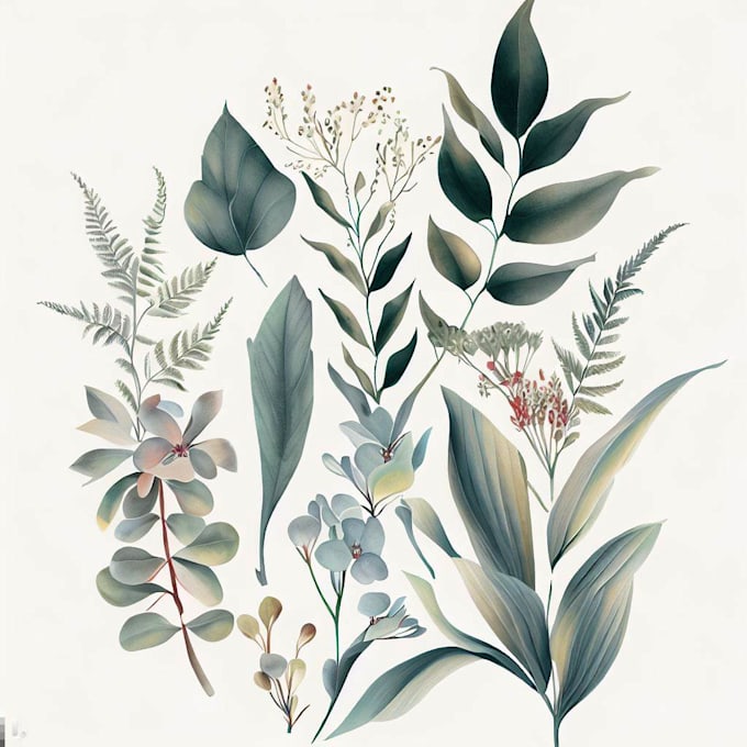 Hand draw botanical illustration line art of plants, flowers by Mimsi90 ...