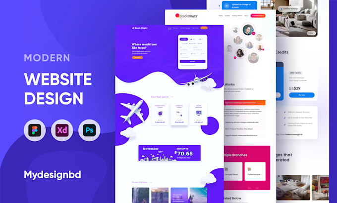 Design web ui ux , and website template in xd, psd, figma by ...