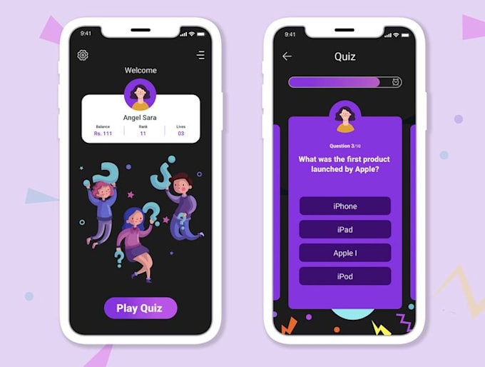 Develop custom mobile quiz, trivia or game app for ios and android devices by Solnandavevo | Fiverr