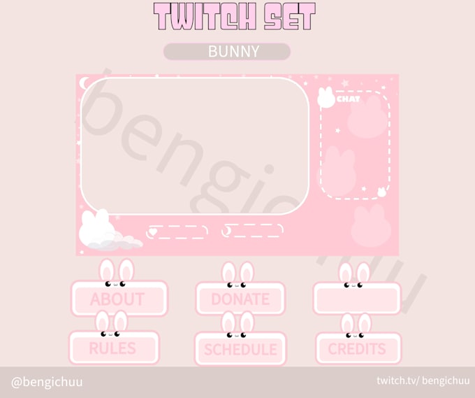 Ready to download bunny themed twitch overlay and panels by Bengii760 ...