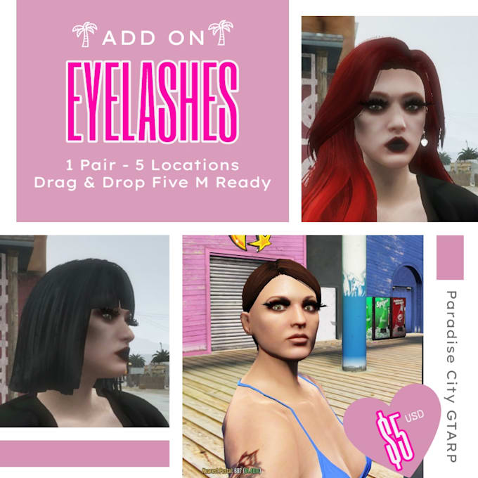 Give you a gta v five m custom eup addon eyelashes pack by ...