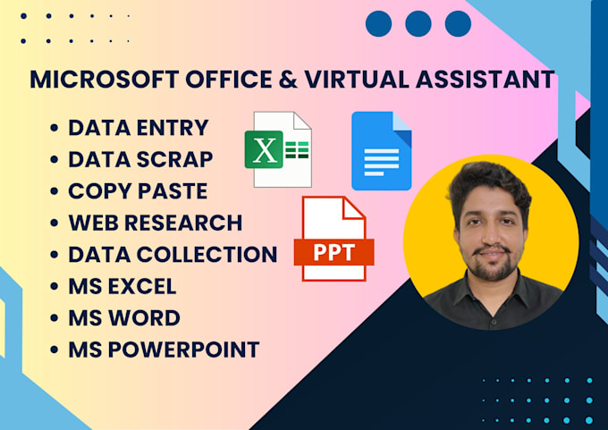 Be your virtual assistant for data entry, ms excel, typing, and web ...