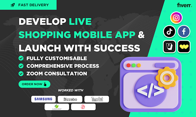 Mobile app develop live shopping ios android swift kotlin flutter by Industrydesigns | Fiverr