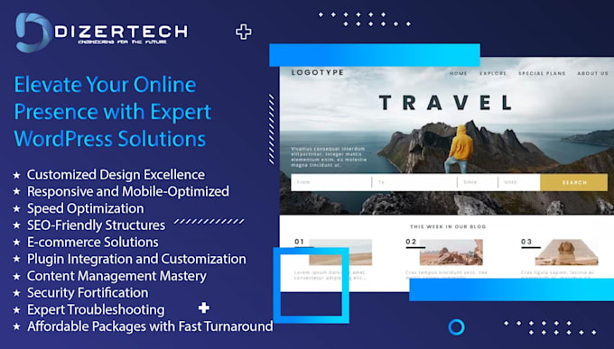 Create wordpress website using elementor by Dizertech | Fiverr Create wordpress website using elementor by Dizertech | Fiverr