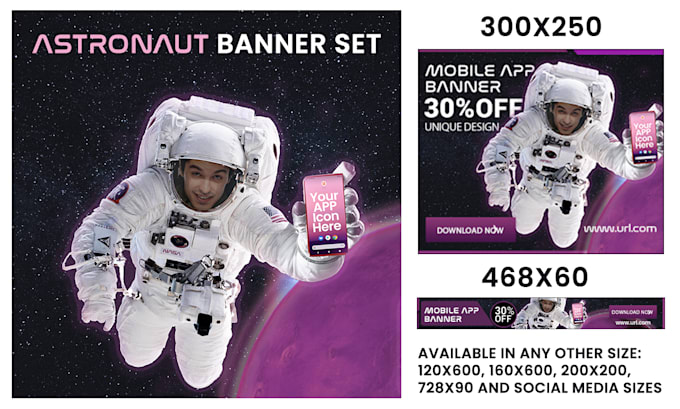 Create an astronaut banner set by Nsanyi23 | Fiverr