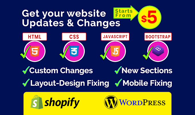 Make changes, design fixes, new sections to html css website by ...