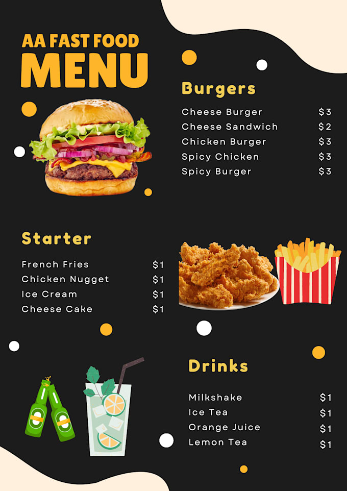 Design amazing menu cards by Jarryabbas110 | Fiverr