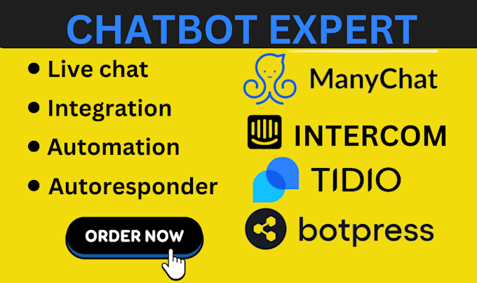 Build chatbot with manychat tidio intercom botpress by Gold_digitalz | Fiverr