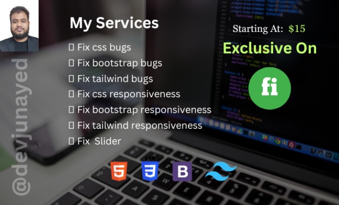 Fix Css Bootstrap Tailwind And Other Types Of Bugs By Devjunayed Fiverr