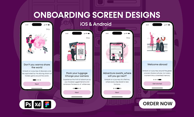 Create onboarding screen designs for ios android mobile apps by ...