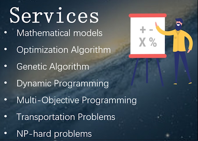 Do mathematical models and algorithm for your task by Zuiyixiaoxing ...
