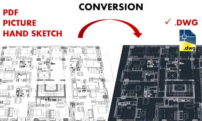 Sketch to dwg autocad drawing by Hassan_associat | Fiverr
