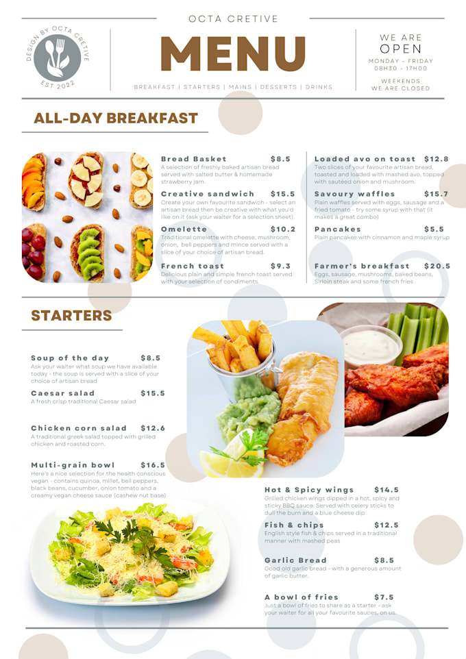 Design these types of menu card designs octacreative by Octa_creative ...