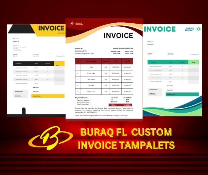Design custom invoice templates by Buraqfl | Fiverr