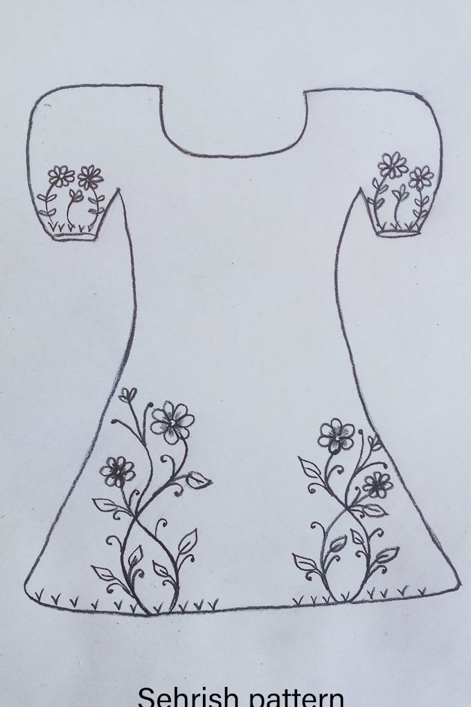 Creat embroidery pattern drawing with pencil by S_embroidery_ | Fiverr