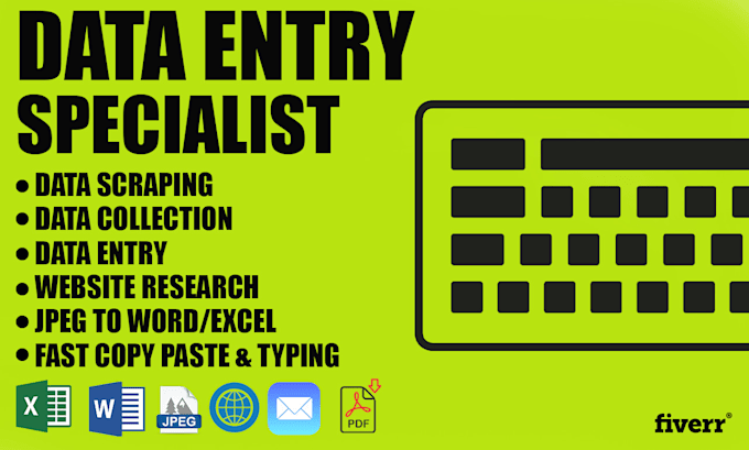 Data entry web research copy typing and many more by Jchallaries | Fiverr