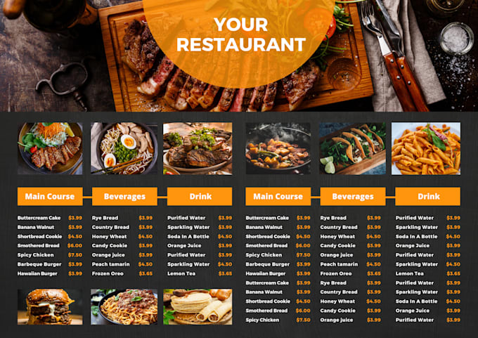 Create menu designs for your restaurants and businesses by Theverve1 | Fiverr