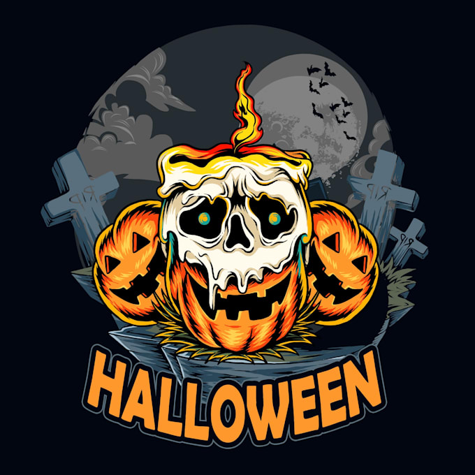 Design unique horror scary creepy halloween logo skull flyer by ...