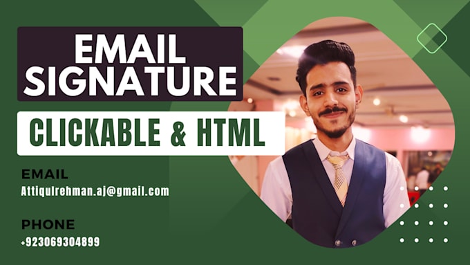 Create html email signature clickable email signature by Attiq_desiner ...