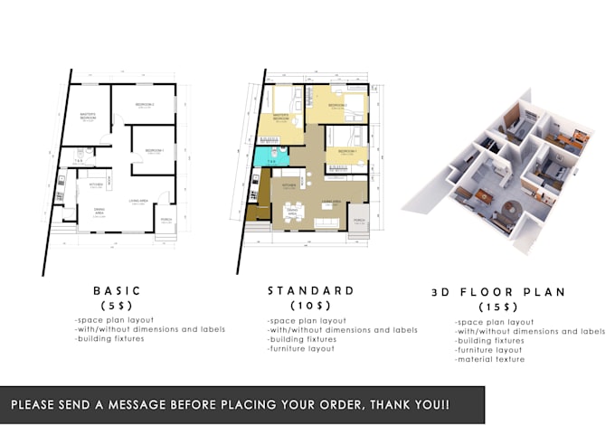 Redraw floor plans for real estate and presentation purposes by John_llwyd | Fiverr