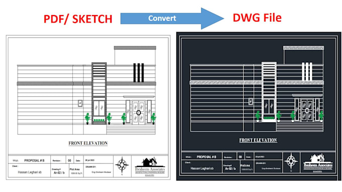 Convert pdf to dwg or sketch to autocad file professionally by Ibraheem112 | Fiverr