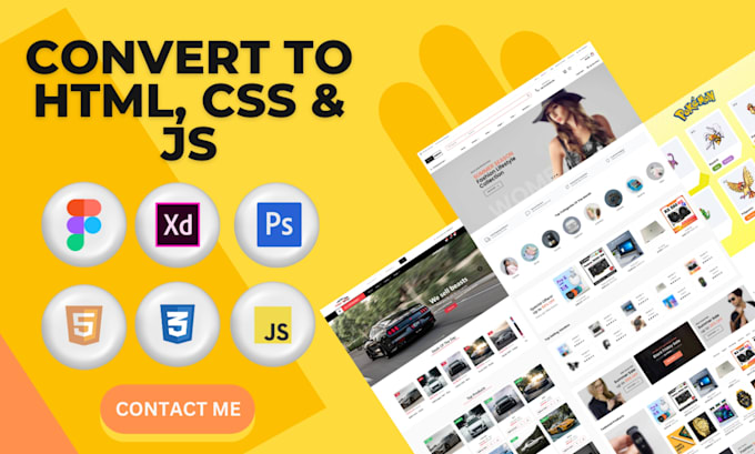 Convert figma to html, adobe xd to html css, psd to html responsive ...