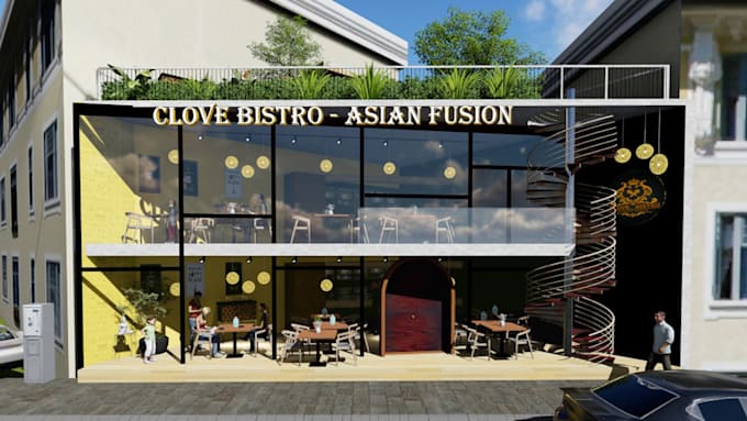 Design your restaurant 2d 3d by A4tarchitects | Fiverr