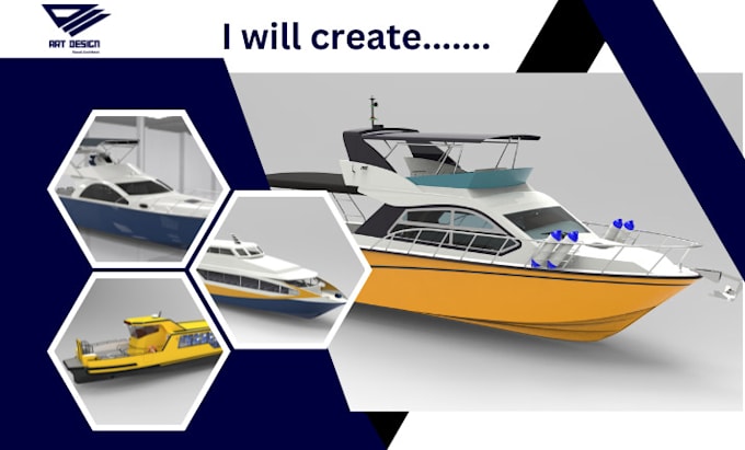 Design your boat or yacht with 3d model and rendering by Adenaval | Fiverr