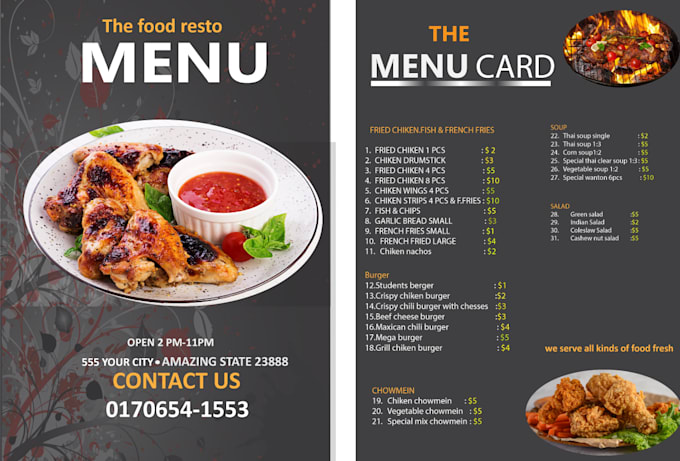 Make an attractive menu card for your business by Shahjahan_gd | Fiverr