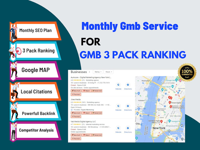 Monthly gmb local seo service for gmb 3 pack ranking by Webismail | Fiverr
