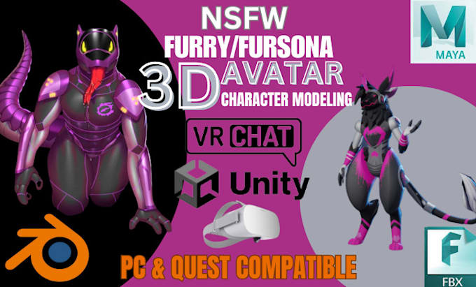 Create 3d vrchat avatar, vrchat avatar, furry avatar, vrc character ... Create 3d vrchat avatar, vrchat avatar, furry avatar, vrc character ...
