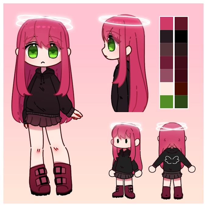Create a chibi reference sheet of your oc by Vincoltte | Fiverr